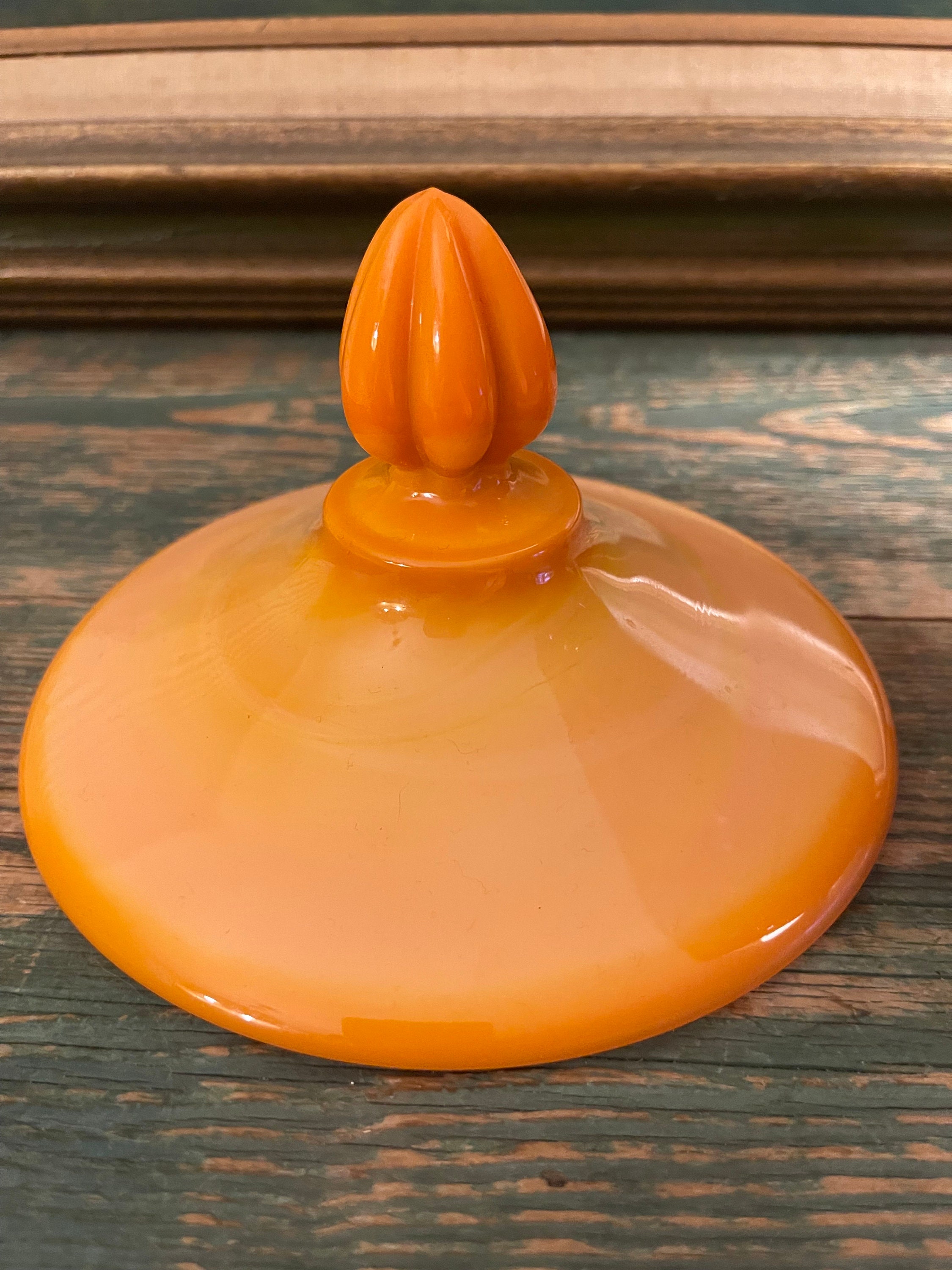 Vintage LE Smith Bittersweet Slag Glass Lidded Apothecary Jar/candy ...