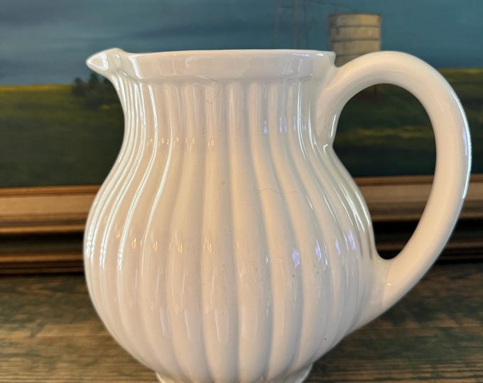 Vintage White Pitcher Ribbed Design Made in Portugal Vintage Kitchen - Etsy