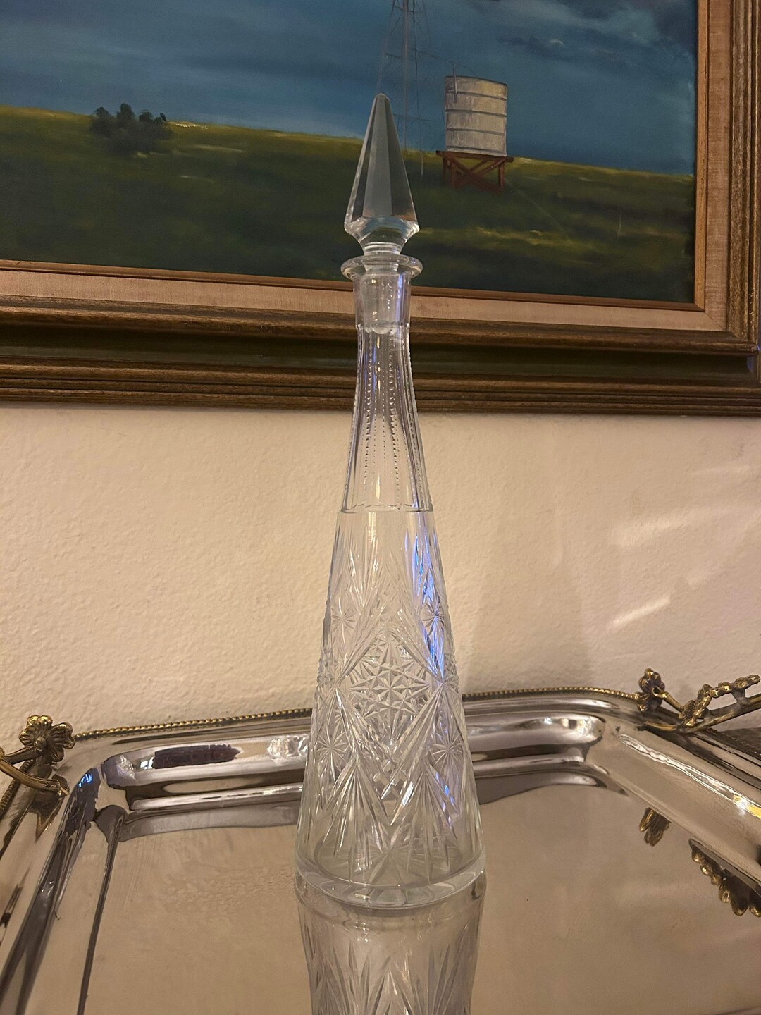 Vintage/antique Monumental Tall Clear Cut Glass Decanter - Etsy
