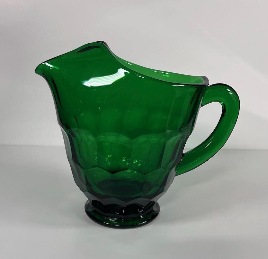 Vintage Mosser Glass Georgian Pattern Emerald Green Pitcher - Etsy