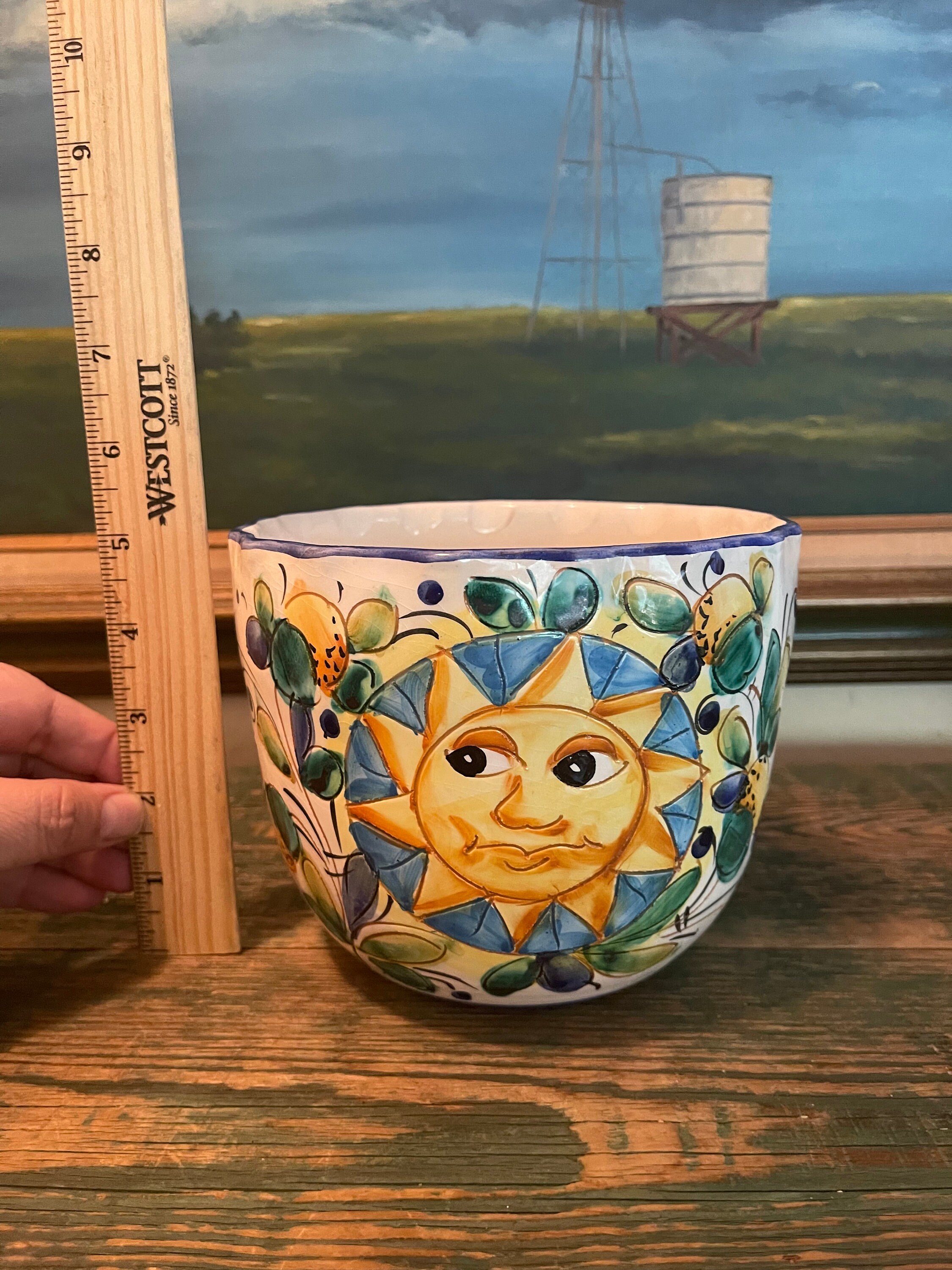 Vintage Made in Italy Sunny Cachepot/planter Hand Painted - Etsy