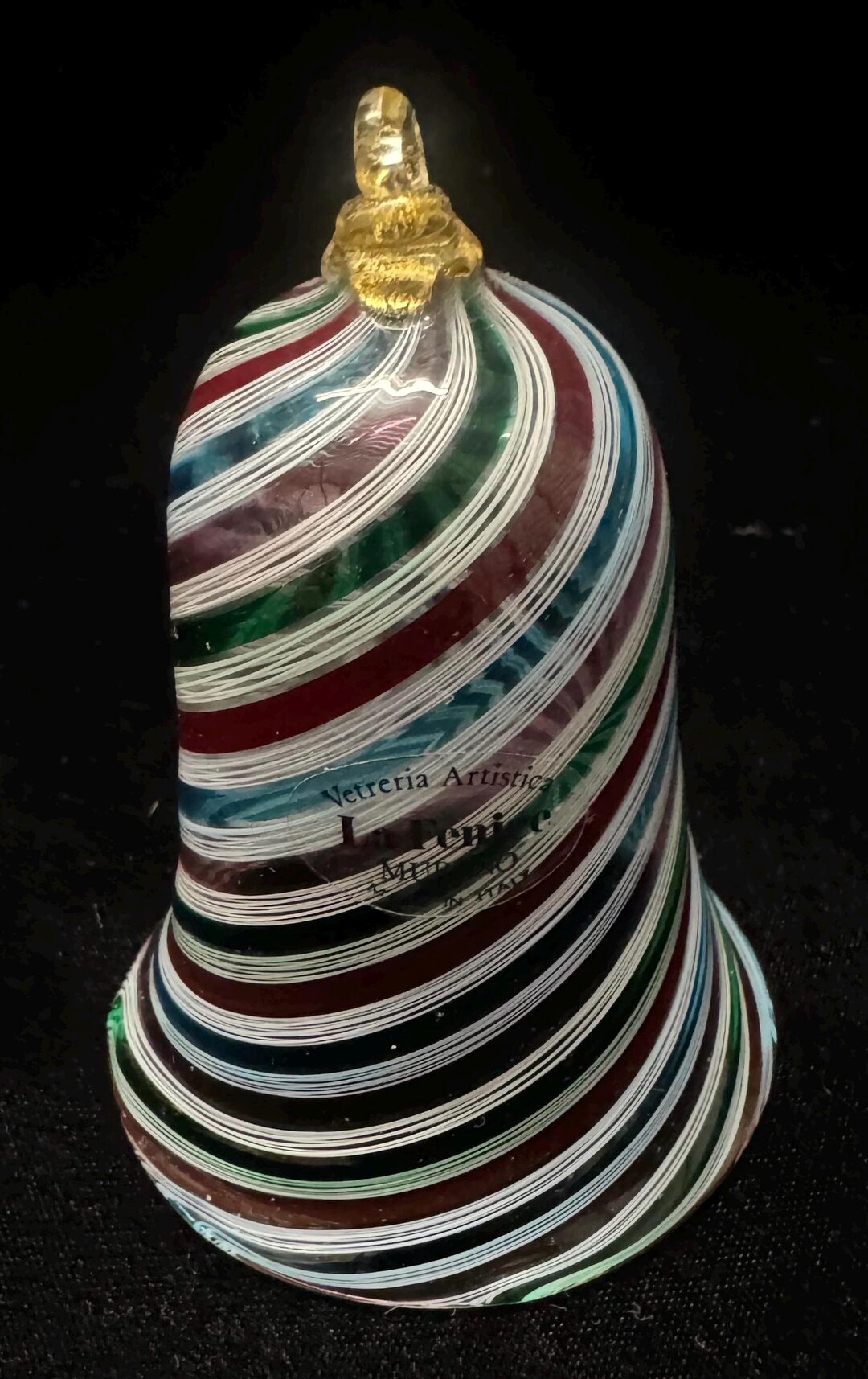 Vintage Murano Vetreria Artistica Art Glass Striped Bell Original ...
