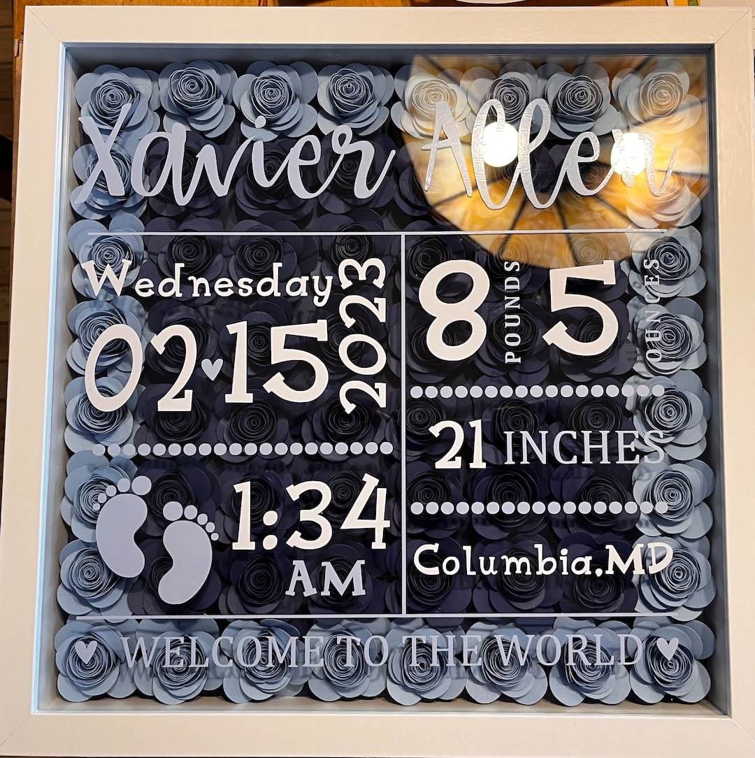 Custom Birth Stat Shadow Box - Etsy