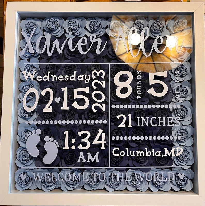 Custom Birth Stat Shadow Box - Etsy