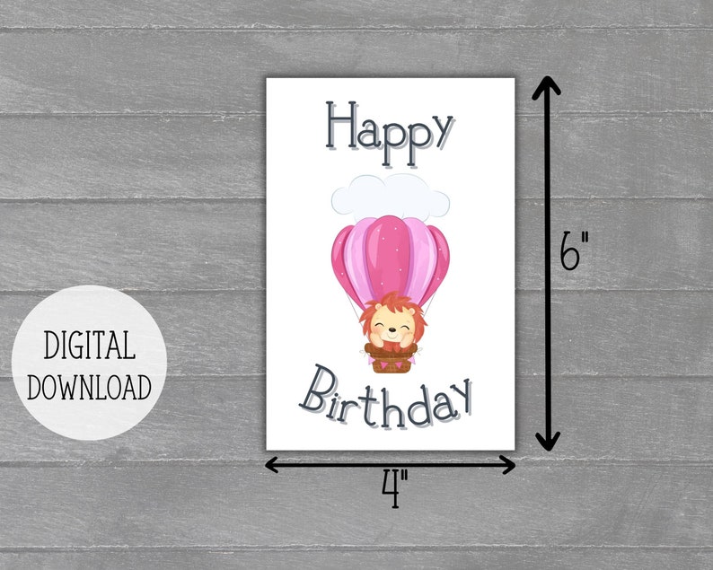 Cute Happy Birthday Card Lion Birthday Card Printable - Etsy