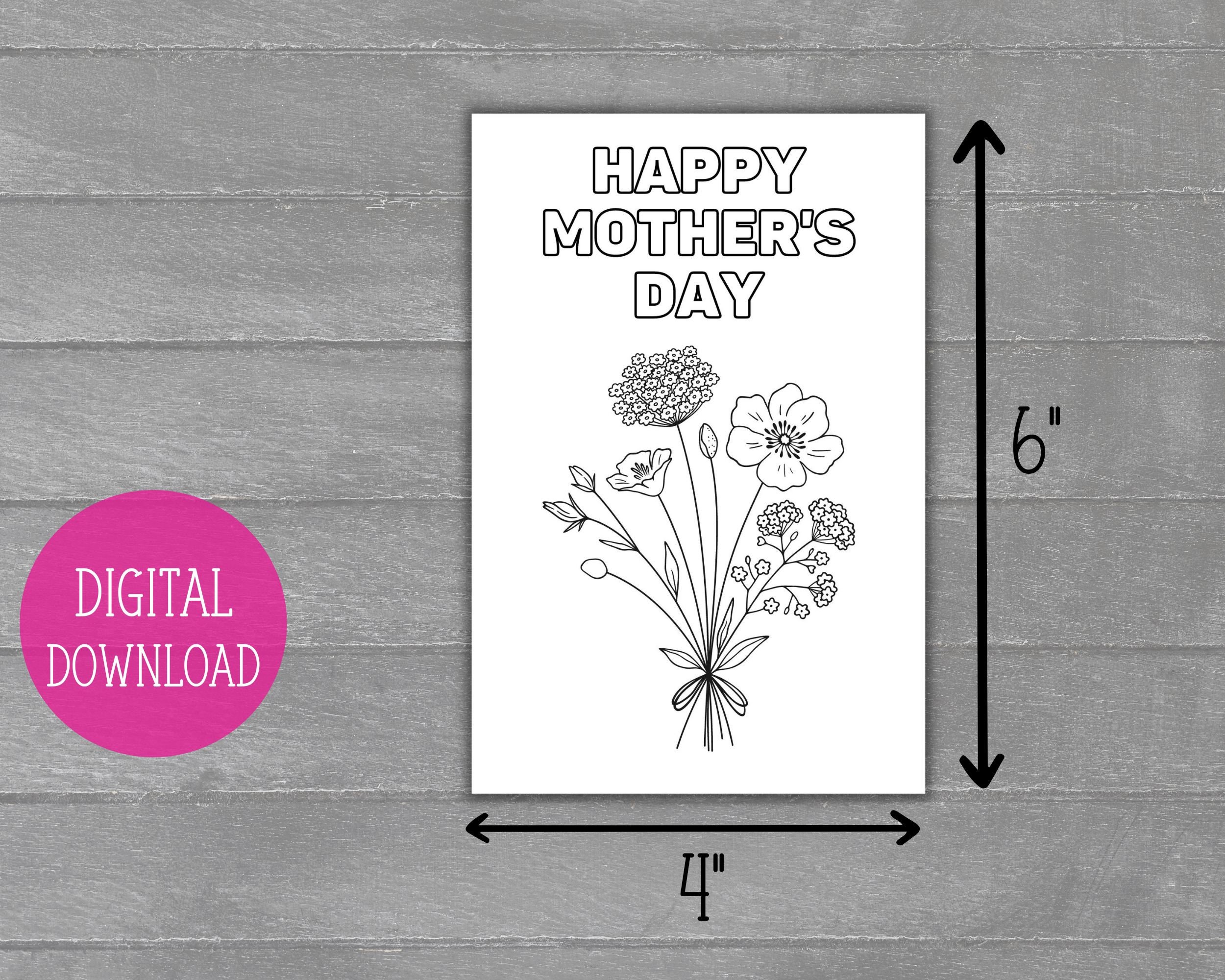 Coloring Card for Mom Printable Mother's Day Card Happy - Etsy Australia