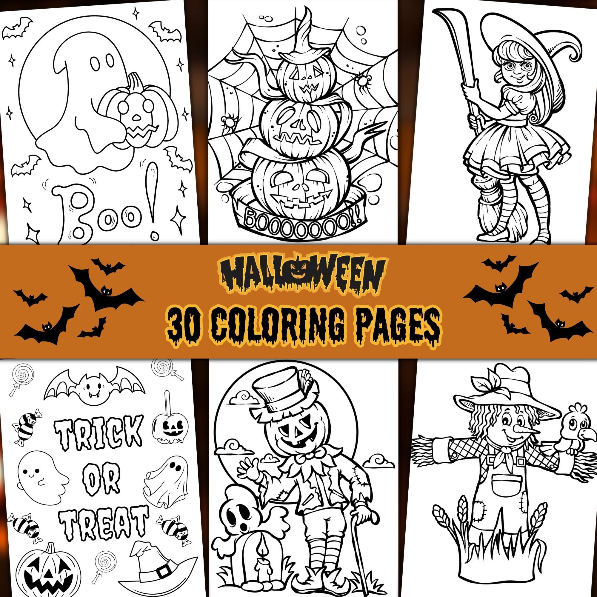 Halloween Coloring Printable 30 Coloring Pages Digital - Etsy