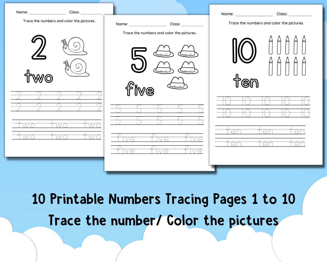 Printable Number Tracing Pages Preschool Handwriting - Etsy