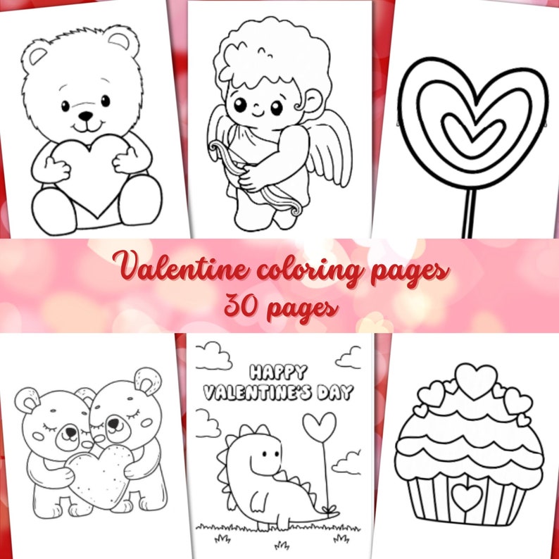 30 Valentine Printable Coloring Pages, Kids Coloring Practice ...