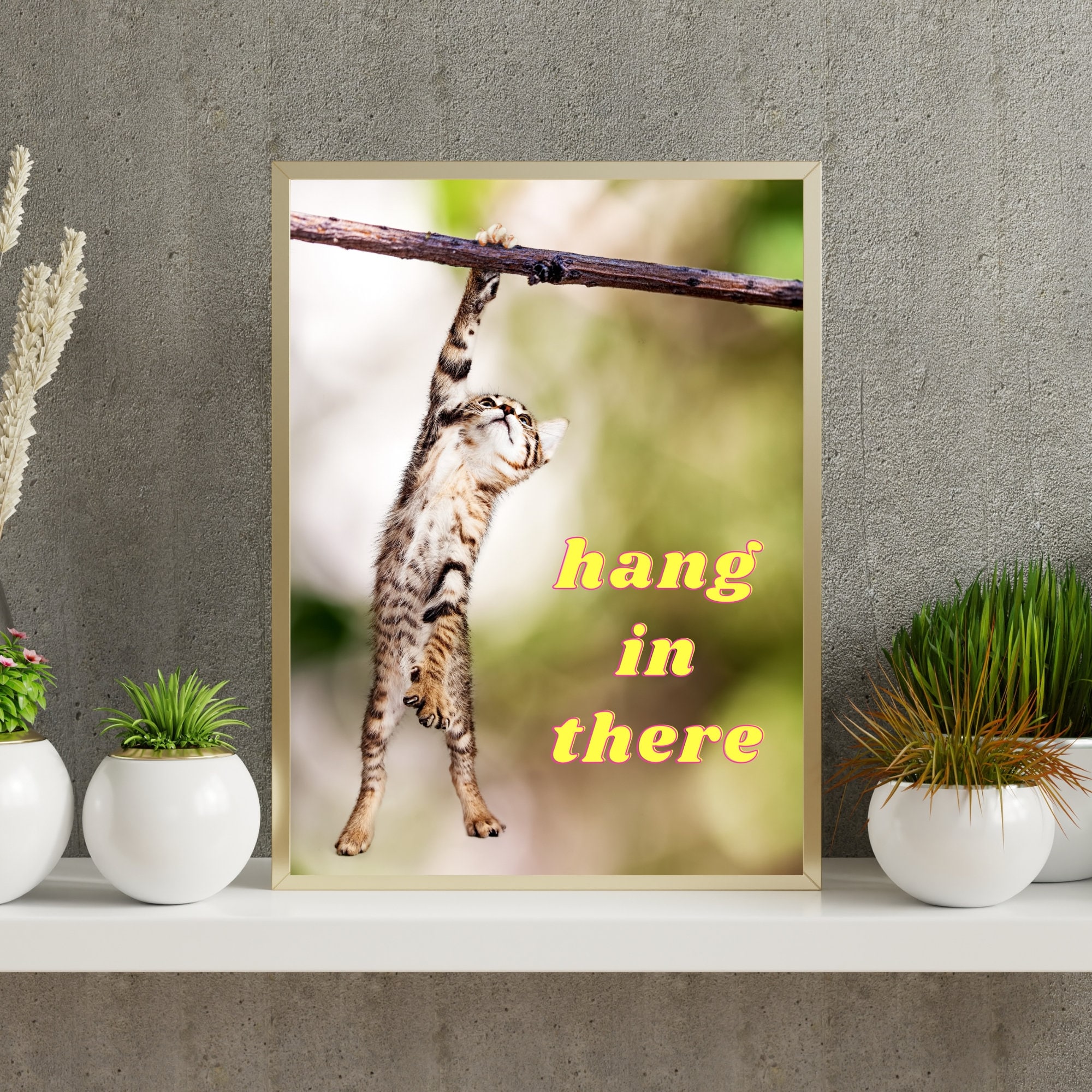 Hang in There Printable Poster, Little Kitten Hanging Wall Decor, Funny ...