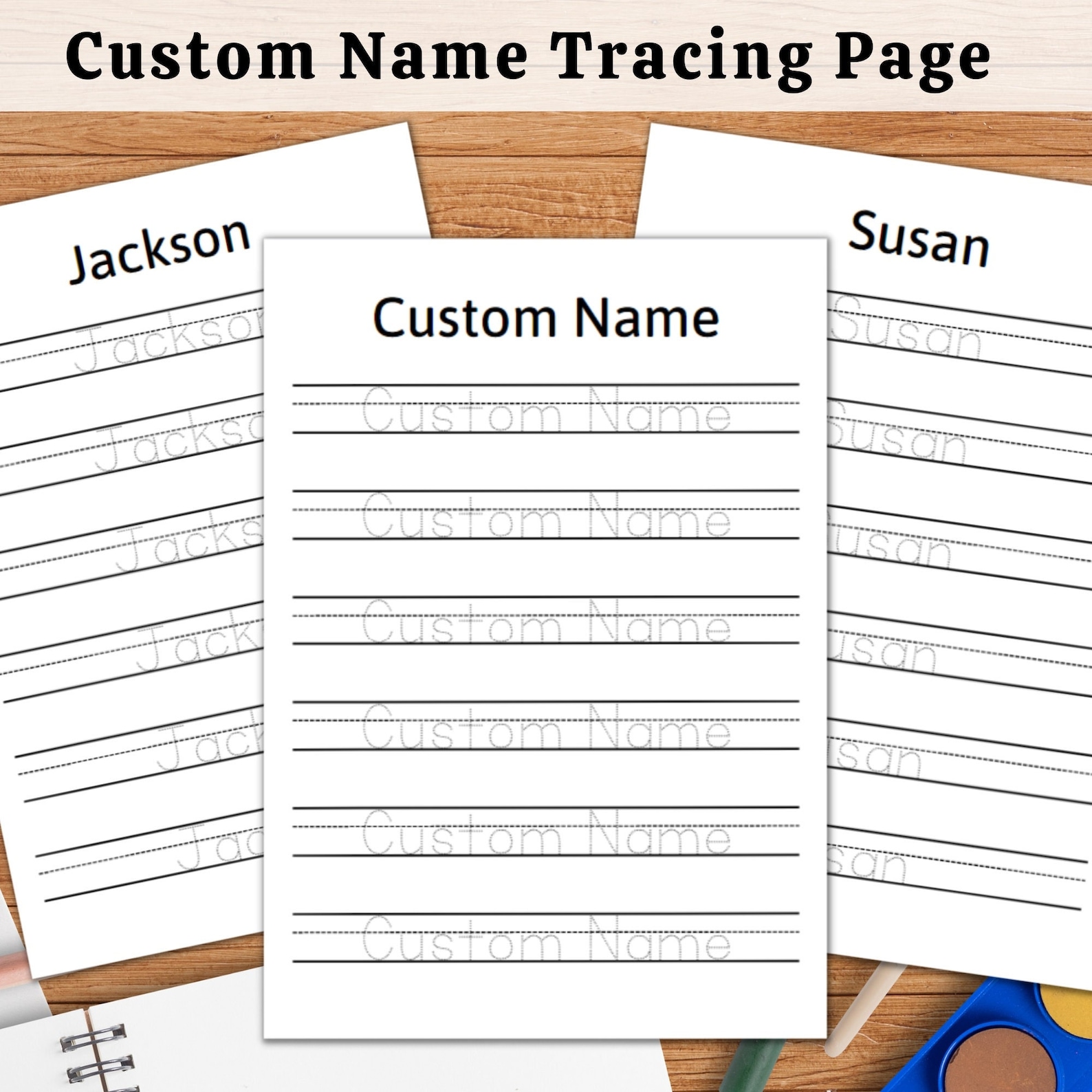Custom Name Tracing Printable Handwriting Worksheet, Personalized Name ...