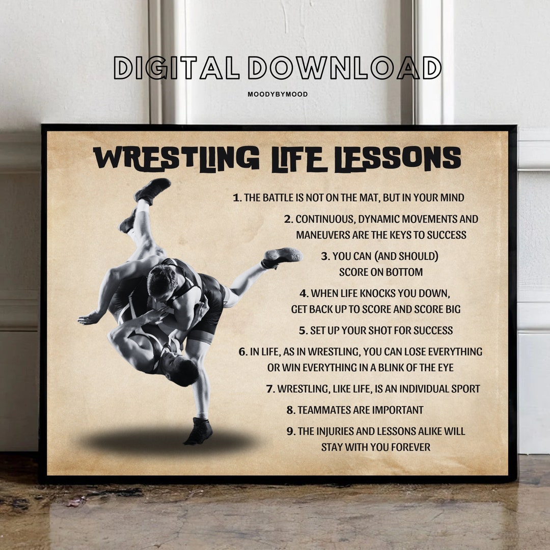 Cartel imprimible de lecciones de vida de lucha libre, arte de la pared ...