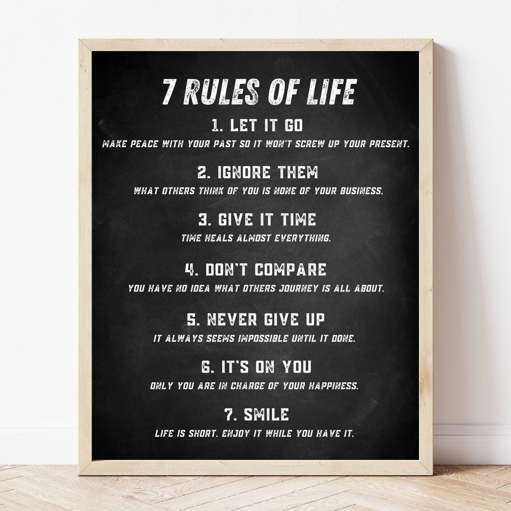 7 Rules of Life Printable Poster, Inspirational Quote Wall Art Room ...