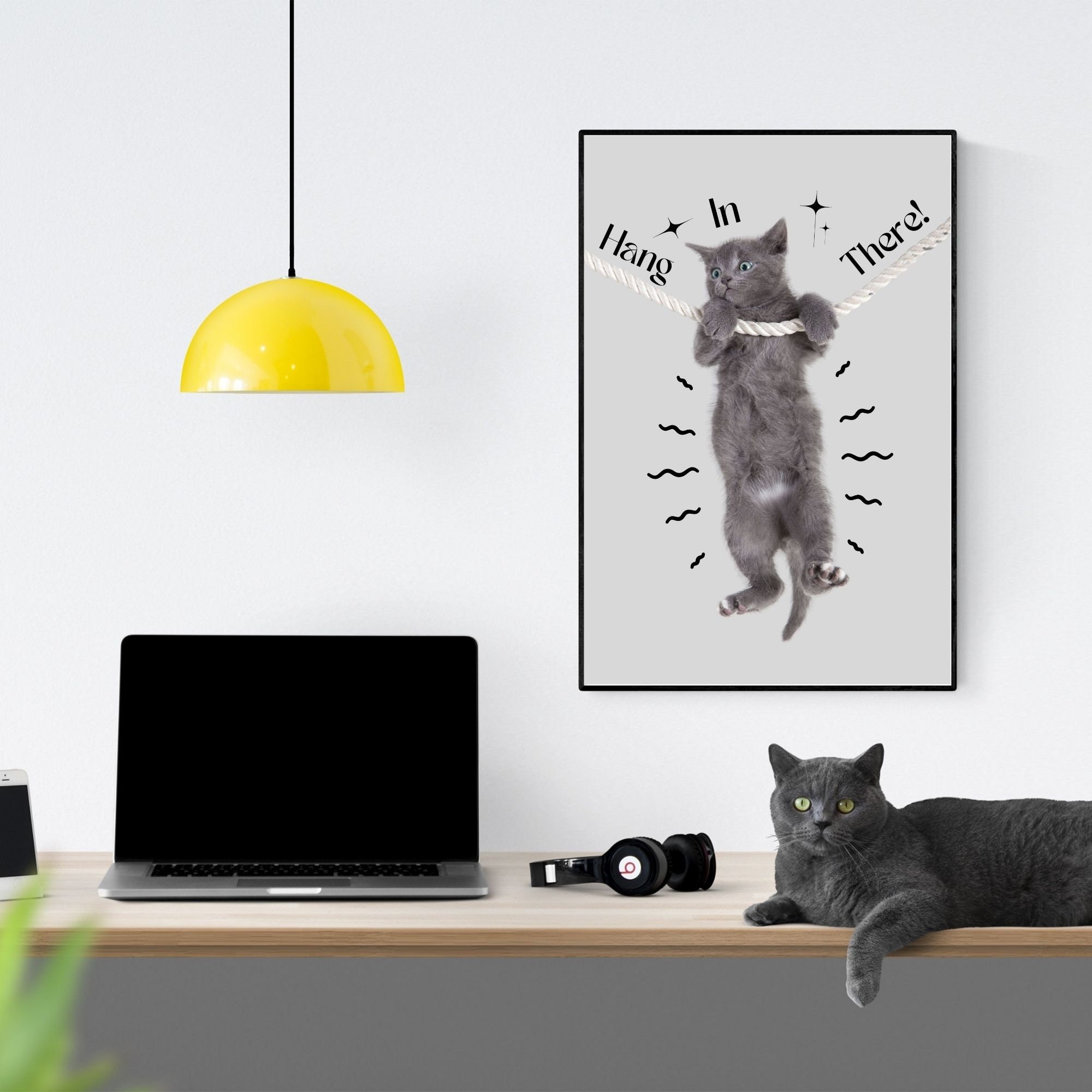 Hang in There Printable Poster, Little Kitten Hanging Wall Decor, Funny ...
