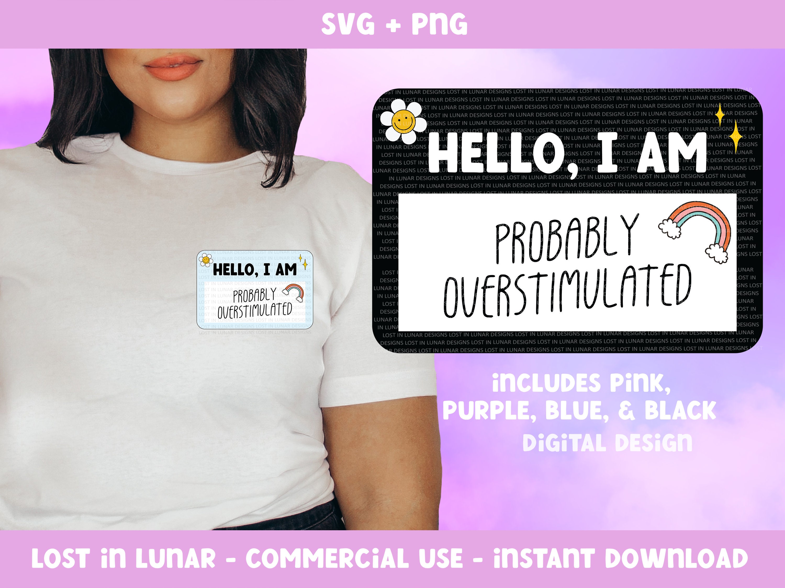 Retro Overstimulated SVG & PNG Bundle, Hello I Am Probably ...