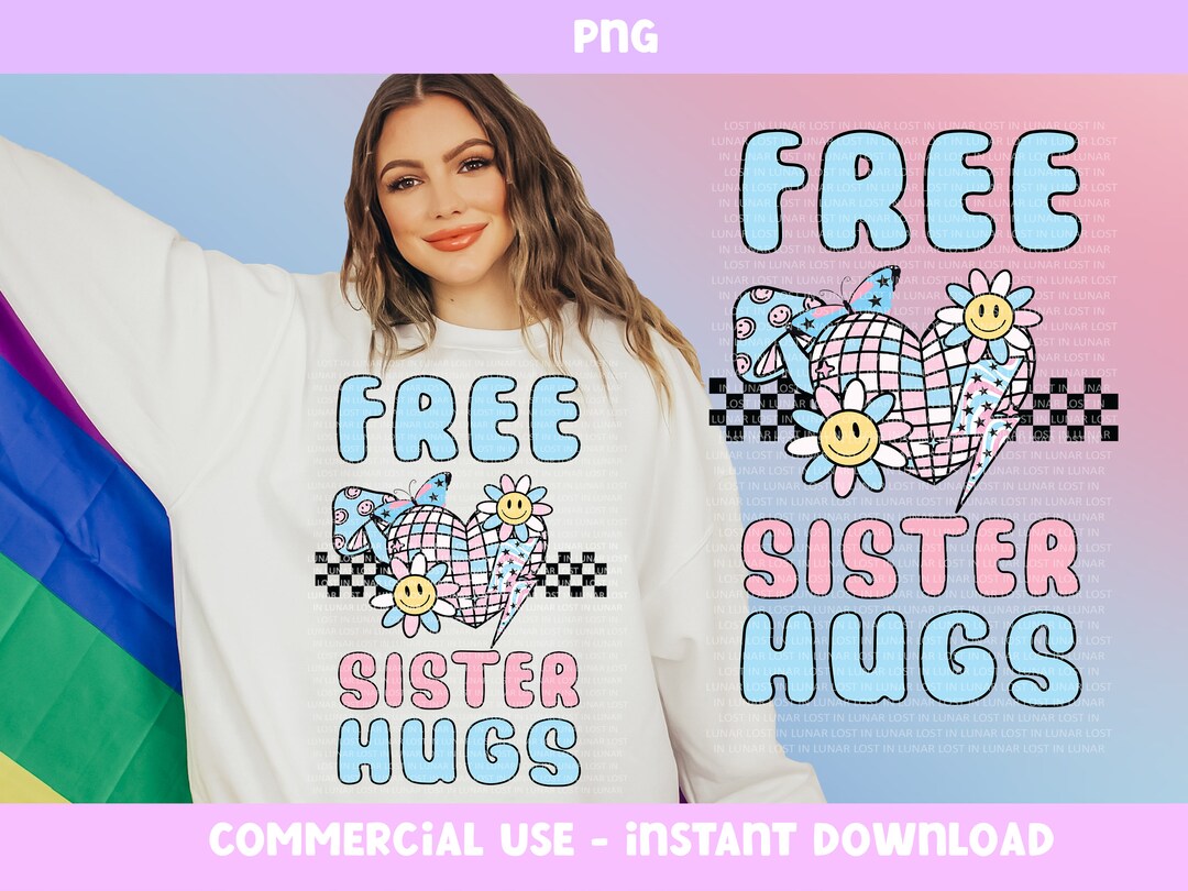 Free Sister Hugs Retro PNG, Protect Trans Kids PNG, Trans Rights Png ...