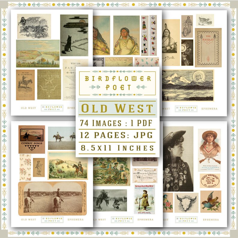 74 Old West Images in PDF and JPG Format, Printable Western Ephemera ...