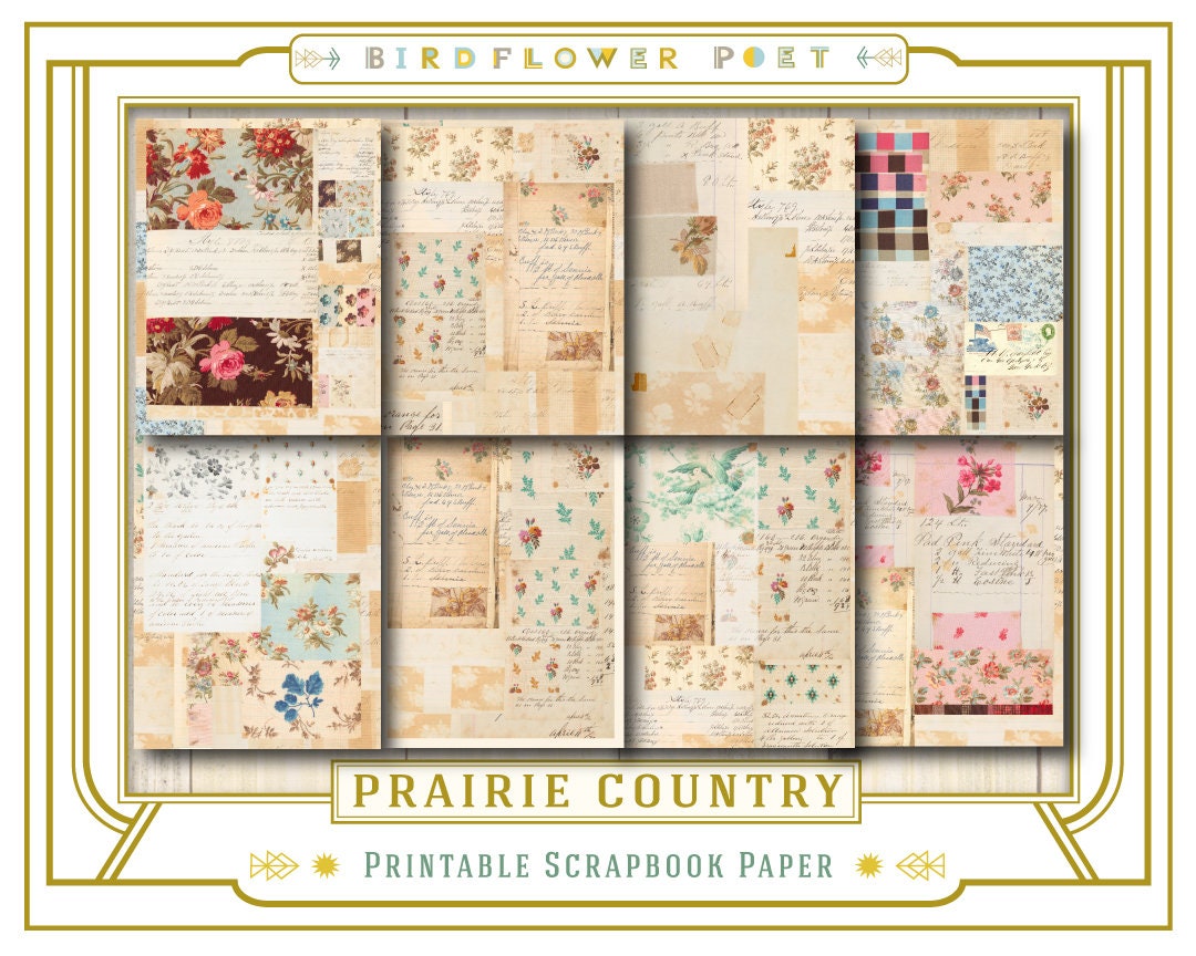 Prairie Country Digital Scrapbook Paper Grunge Shabby - Etsy
