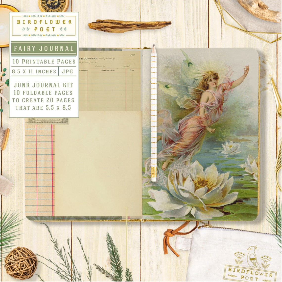 Fairy Journal Kit Printable Junk Journal Kit, Fairies, Collage ...