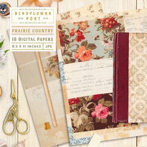 Prairie Country Digital Scrapbook Paper, Grunge, Shabby, Printable ...