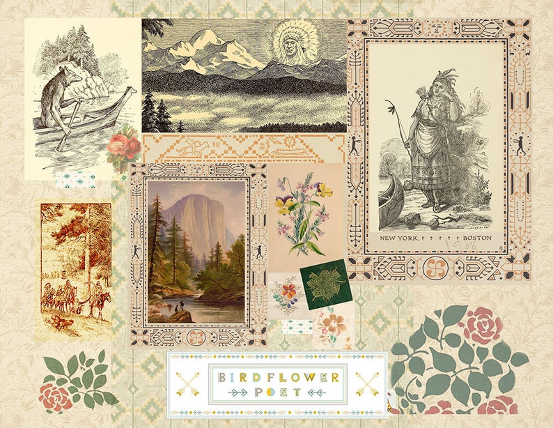 Old West Scrapbook Paper With Cowboys Indians WESTERN - Etsy