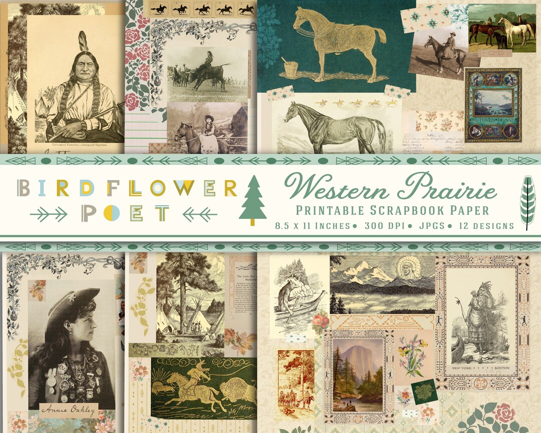 Old West Scrapbook Paper With Cowboys Indians WESTERN - Etsy UK