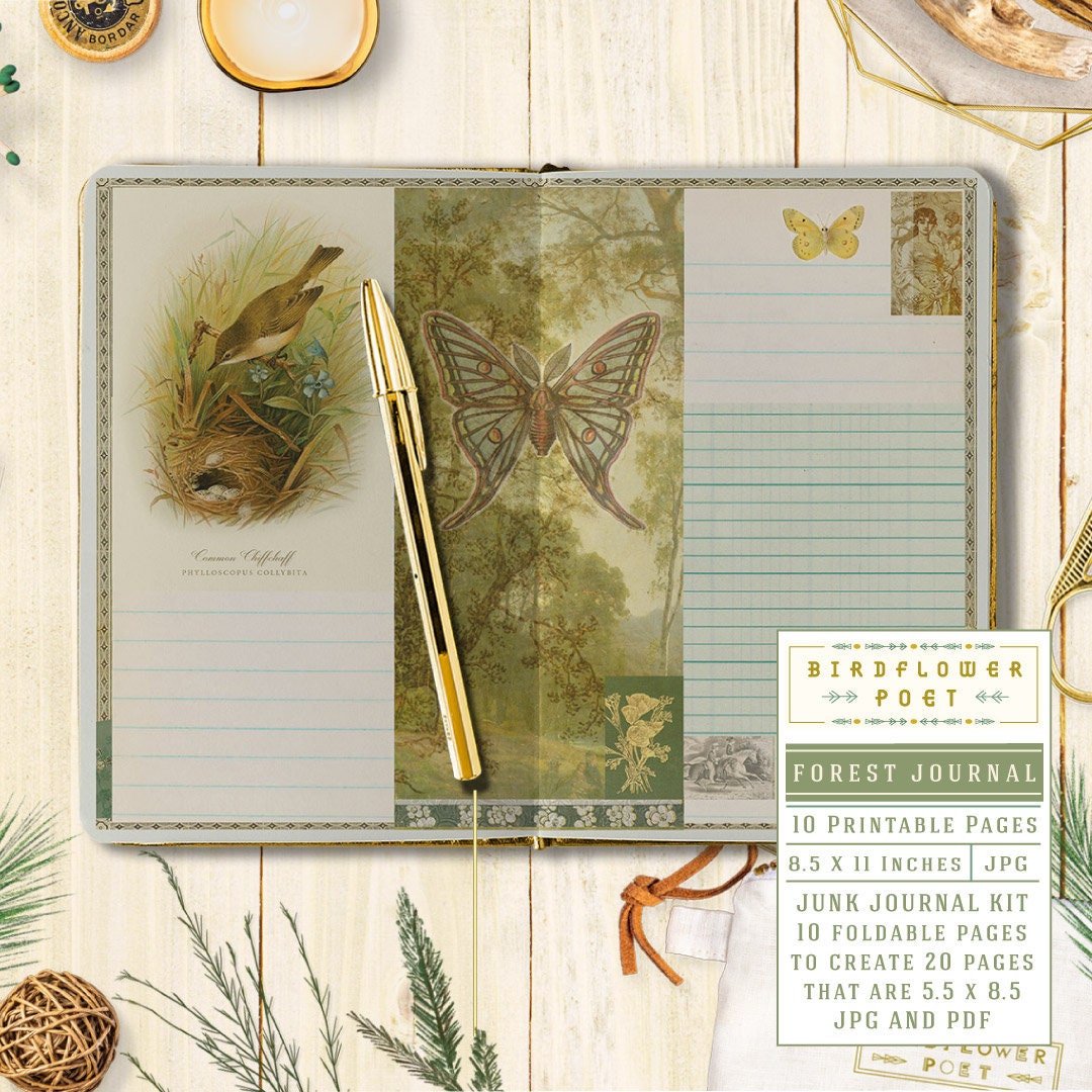 Forest Journal Kit, Printable Junk Journal With Woodland Animals, Trees ...