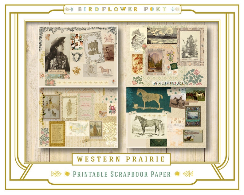 Old West Scrapbook Paper With Cowboys Indians WESTERN - Etsy