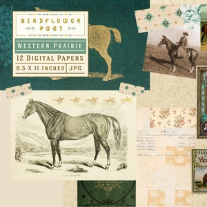 Old West Scrapbook Paper With Cowboys, Indians, WESTERN PRAIRIE by ...