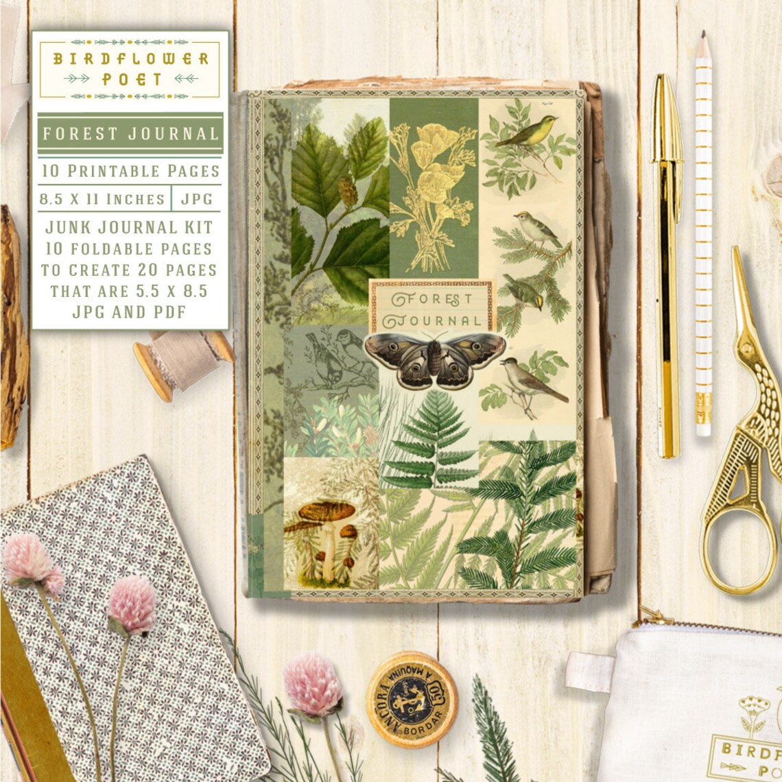 Fairy Journal Kit Printable Junk Journal Kit, Fairies, Collage ...