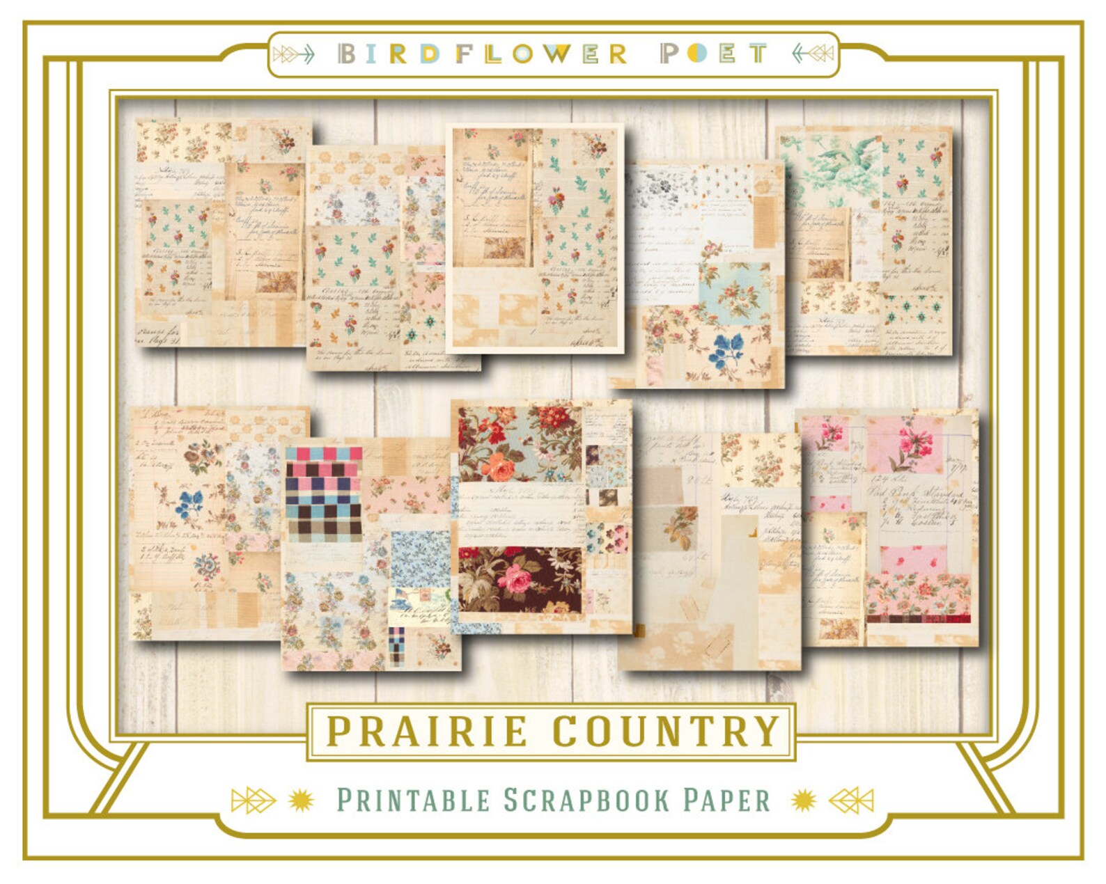 Prairie Country Digital Scrapbook Paper Grunge Shabby - Etsy