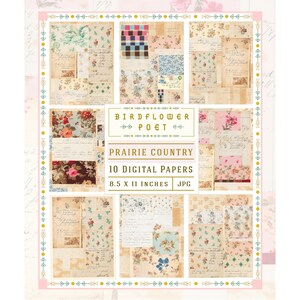 Prairie Country Digital Scrapbook Paper, Grunge, Shabby, Printable ...