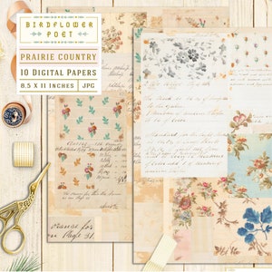 Prairie Country Digital Scrapbook Paper, Grunge, Shabby, Printable ...