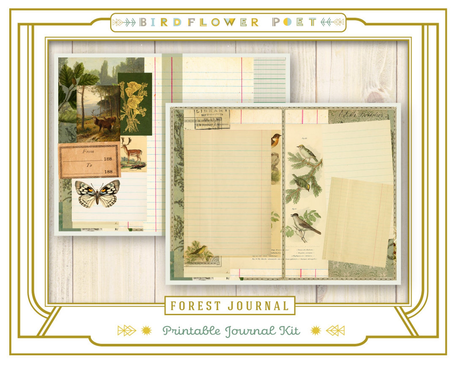 Forest Journal Kit Printable Junk Journal With Woodland - Etsy