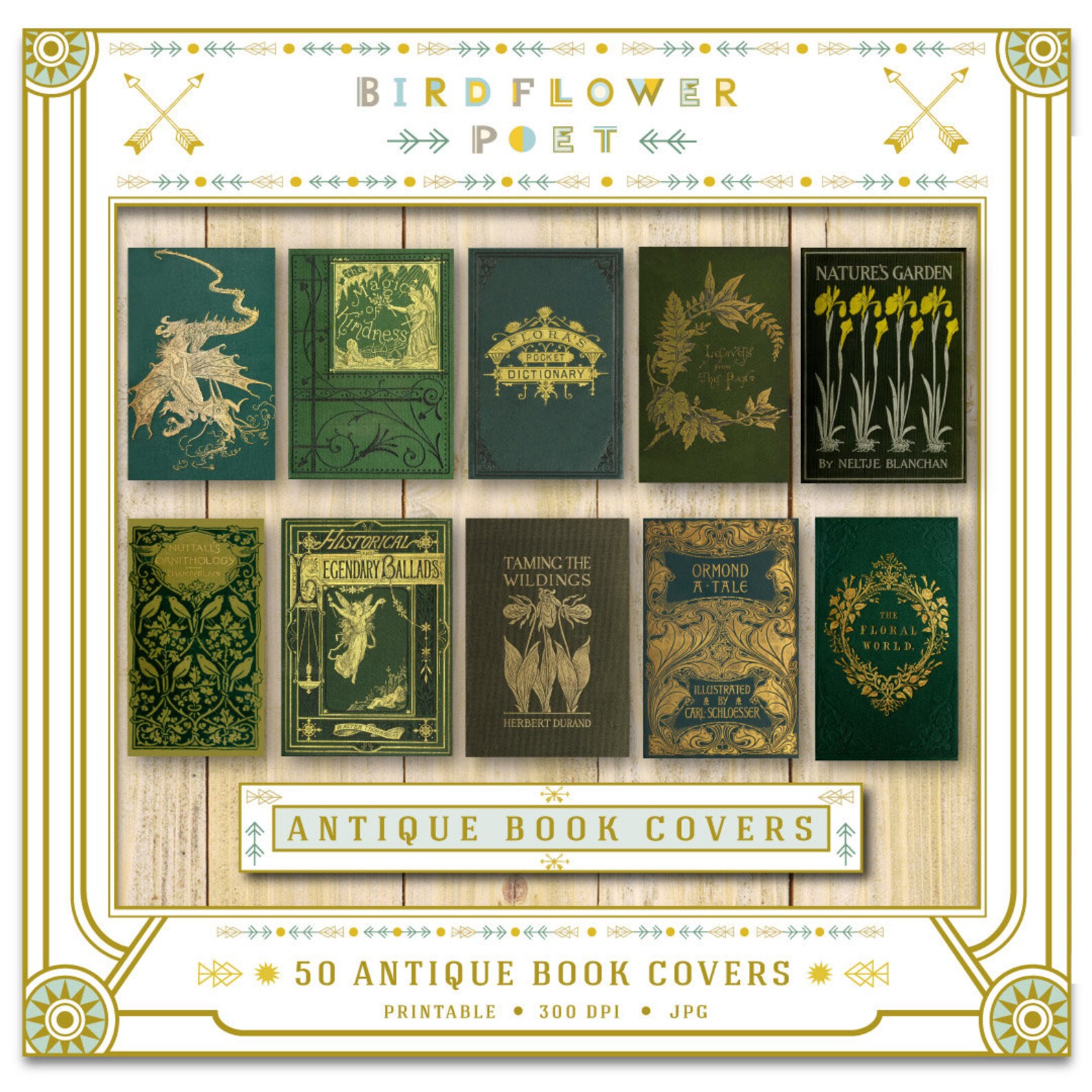 50 Antique Book Covers in JPG Format. Printable Junk Journal Supplies ...