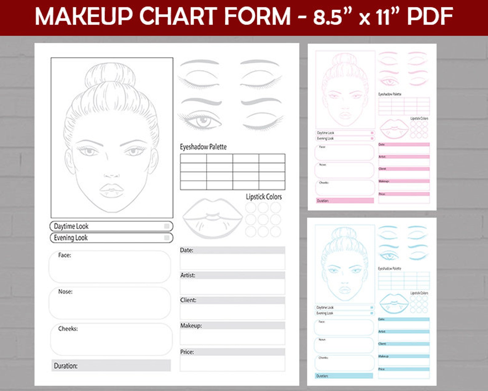 Makeup Face Charts Printable PDF Blank Makeup Face Template - Etsy