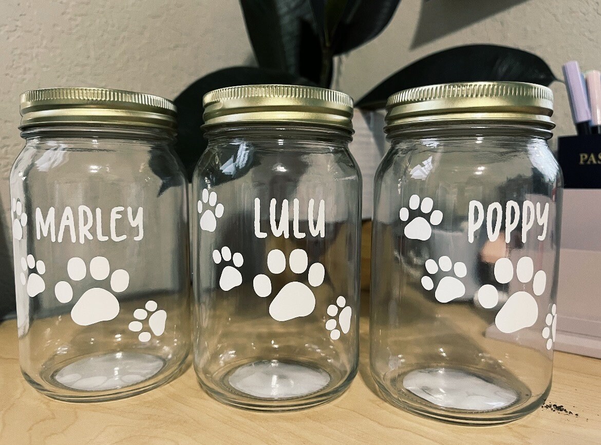 Paw Print Mason Jar/ Treat Storage/ Pet-themed Gift, Container ...