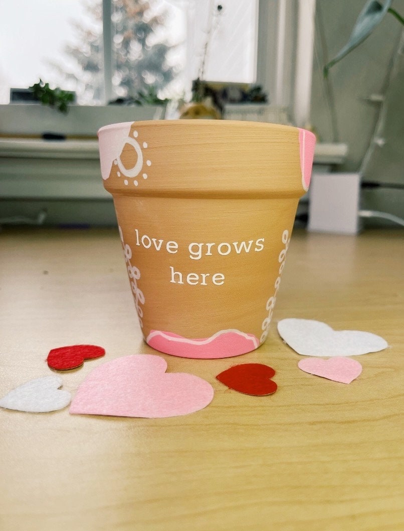 Lets Grow Together Pot/love Grows Here Pot/ Valentines Gift/ Plant Pot ...