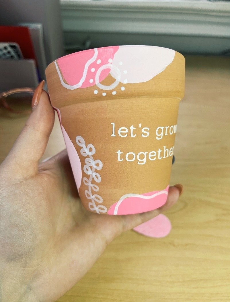 Let’s Grow Together Pot/love Grows Here Pot/ Valentine’s Gift/ Plant ...
