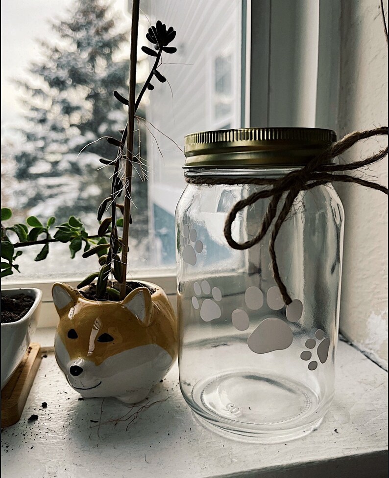 Paw Print Mason Jar/ Treat Storage/ Pet-themed Gift, Container ...