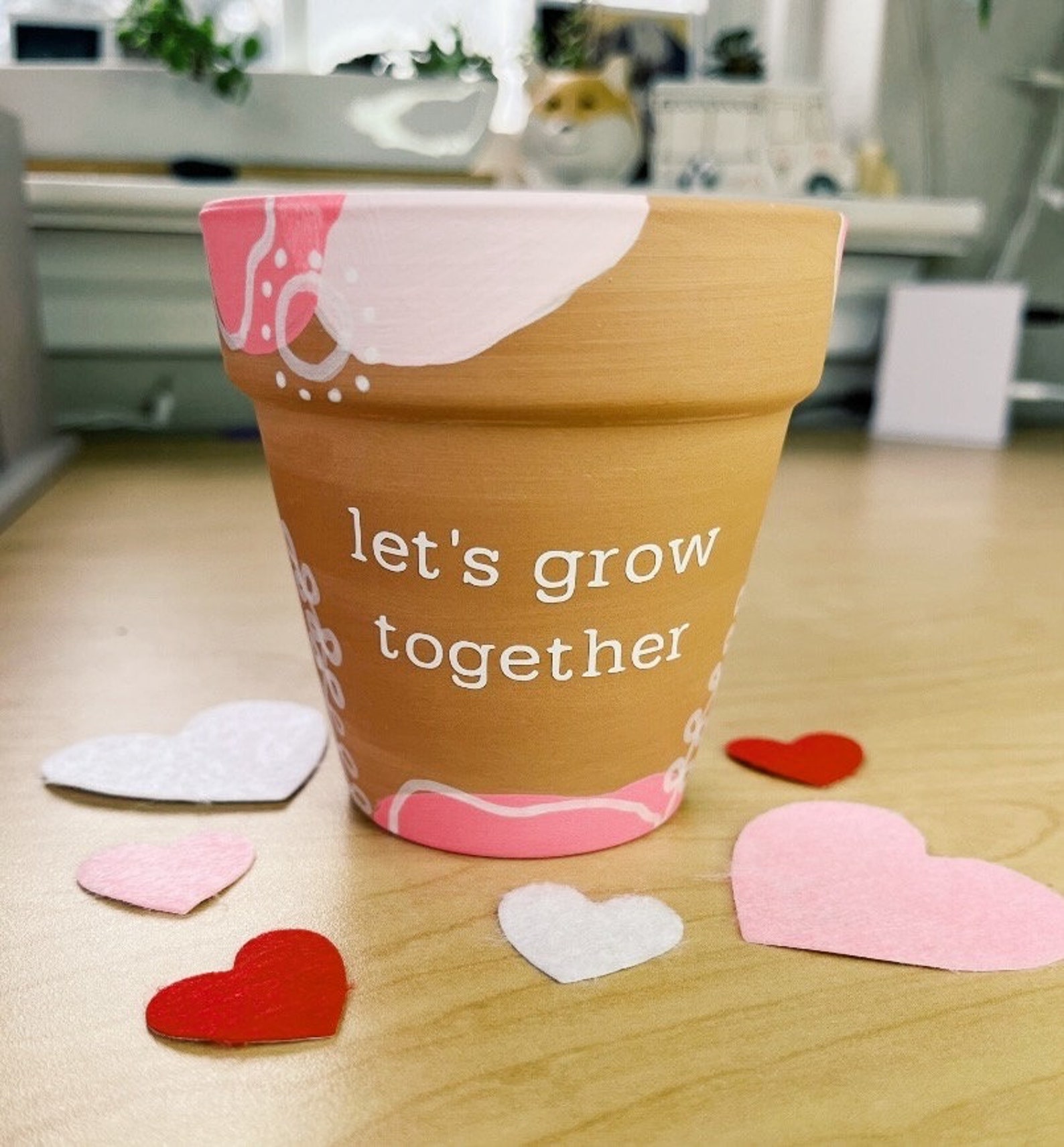 Let’s Grow Together Pot/love Grows Here Pot/ Valentine’s Gift/ Plant ...
