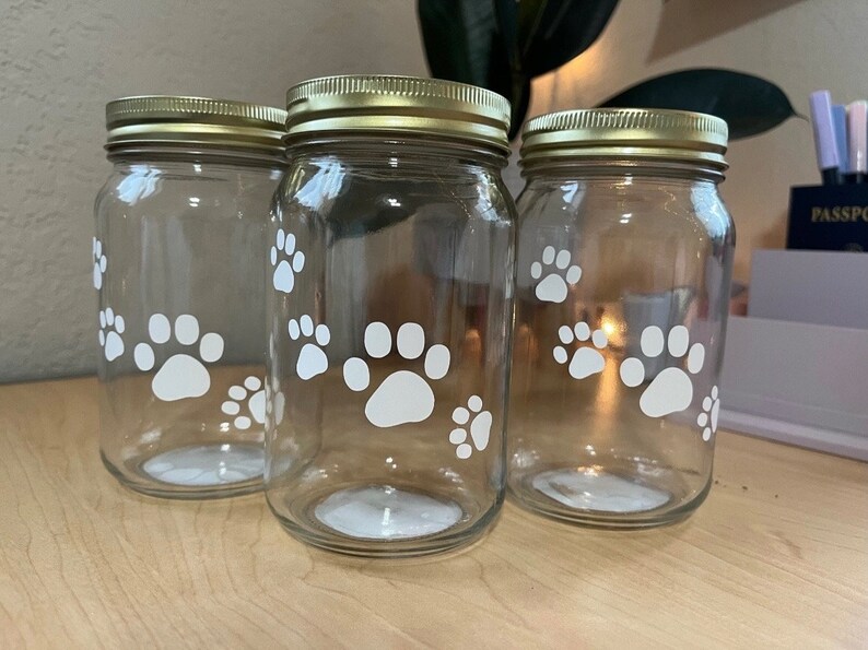 Paw Print Mason Jar/ Treat Storage/ Pet-themed Gift, Container ...