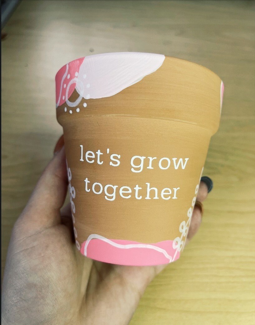 Let’s Grow Together Pot/love Grows Here Pot/ Valentine’s Gift/ Plant ...