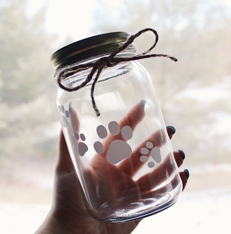 Paw Print Mason Jar/ Treat Storage/ Pet-themed Gift, Container ...