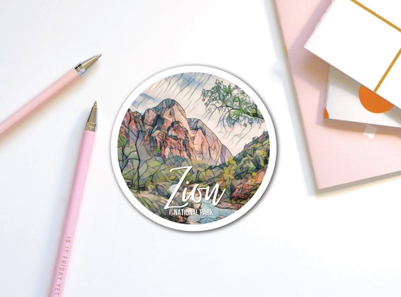 Angels Landing Zion National Park Sticker Water Bottle - Etsy