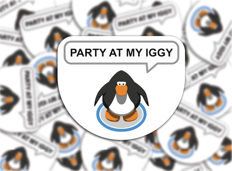 Club Penguin Party at My Iggy | Relatable Sticker, Water Bottle Sticker ...