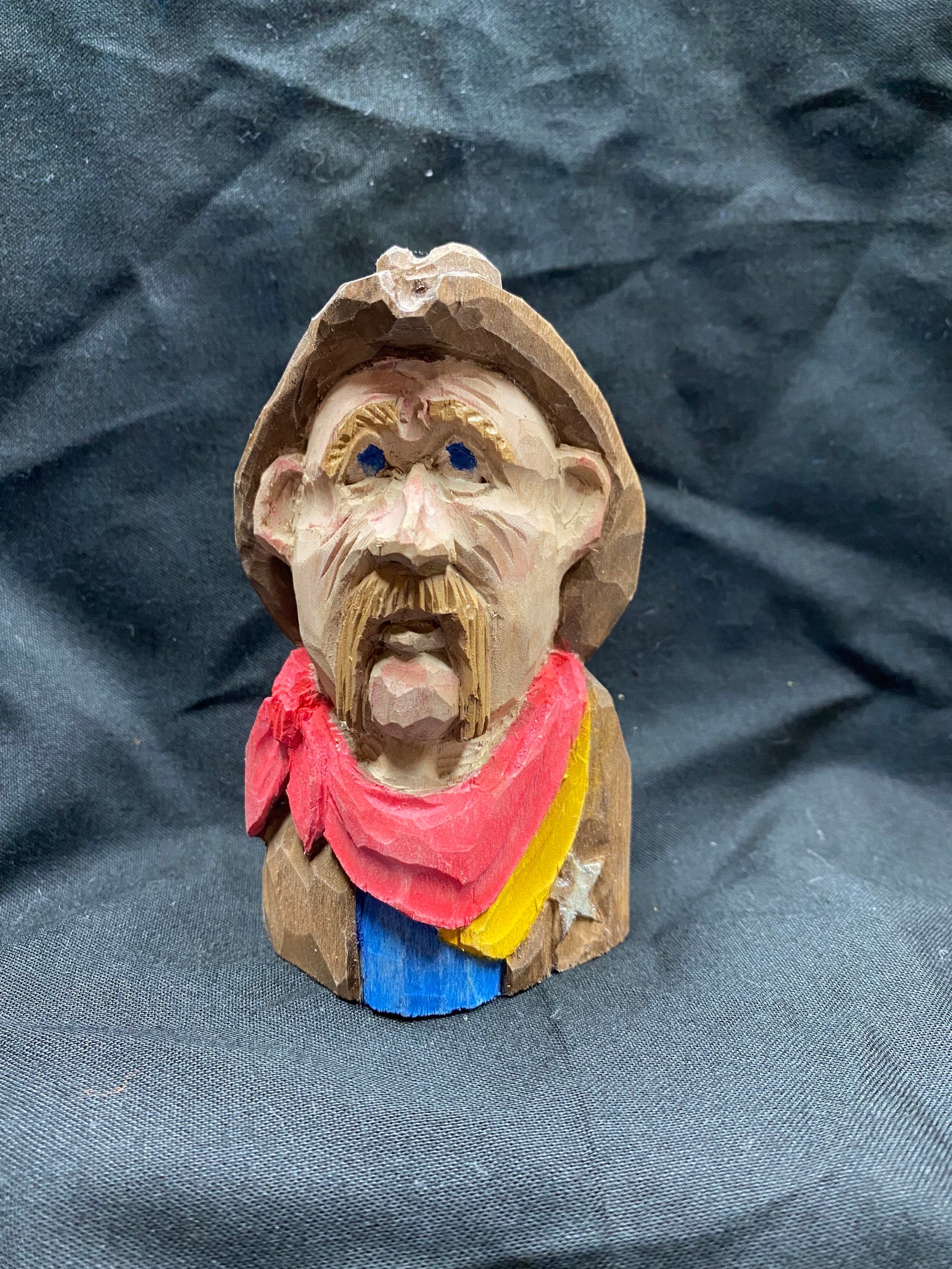 Hand Carved Cowboy Bust. - Etsy