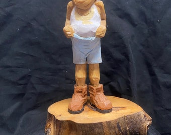 Hand Carved Grumpy Old Man Caricature - Etsy