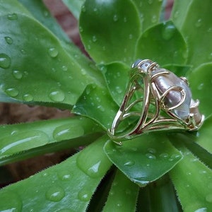 Adjustable Large Rings Real Pearl, Brass Chunky Rings, Oversize Rings ...