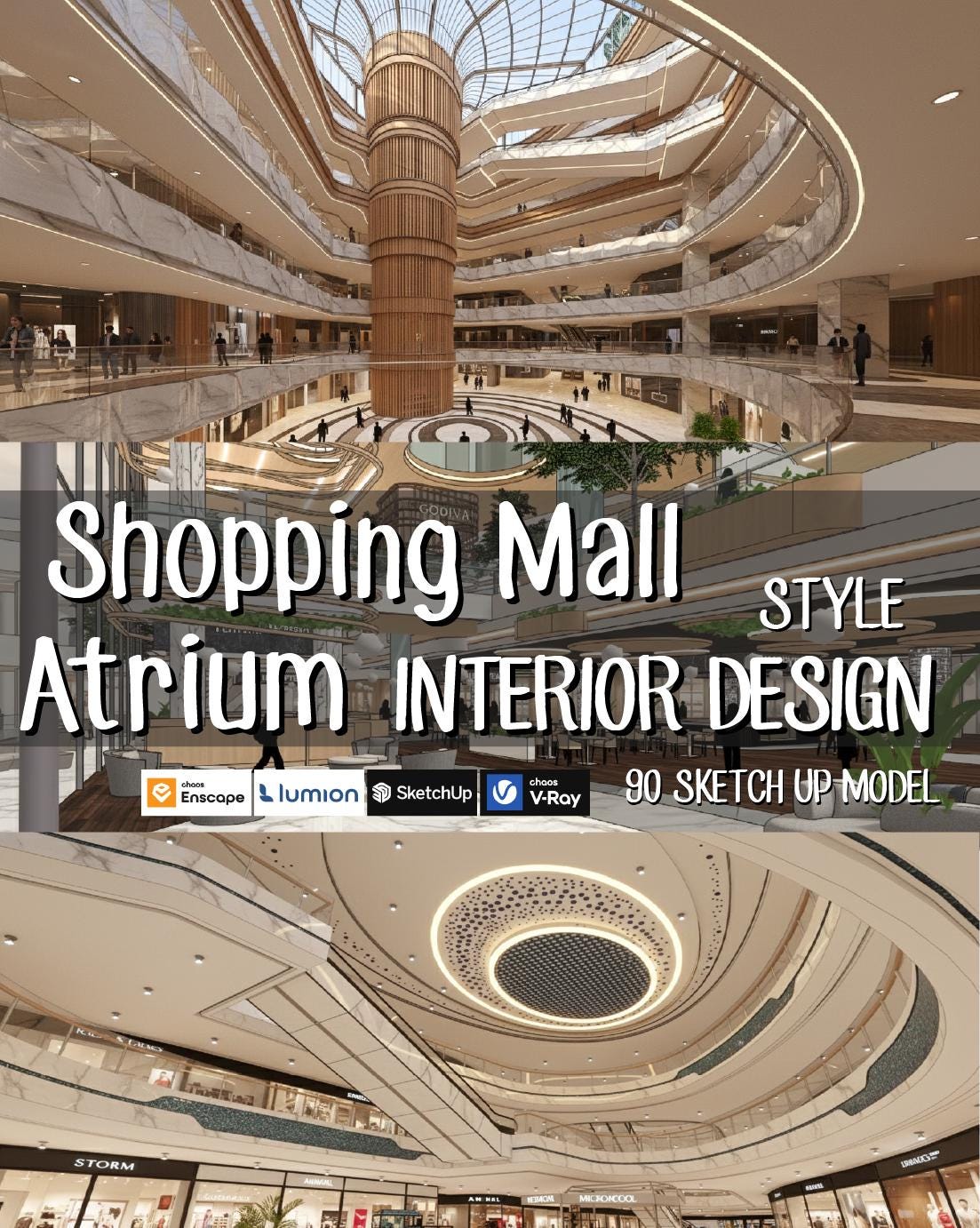 Shopping Mall Atrium Sketchup Models – 90 Commercial Interior Design ...